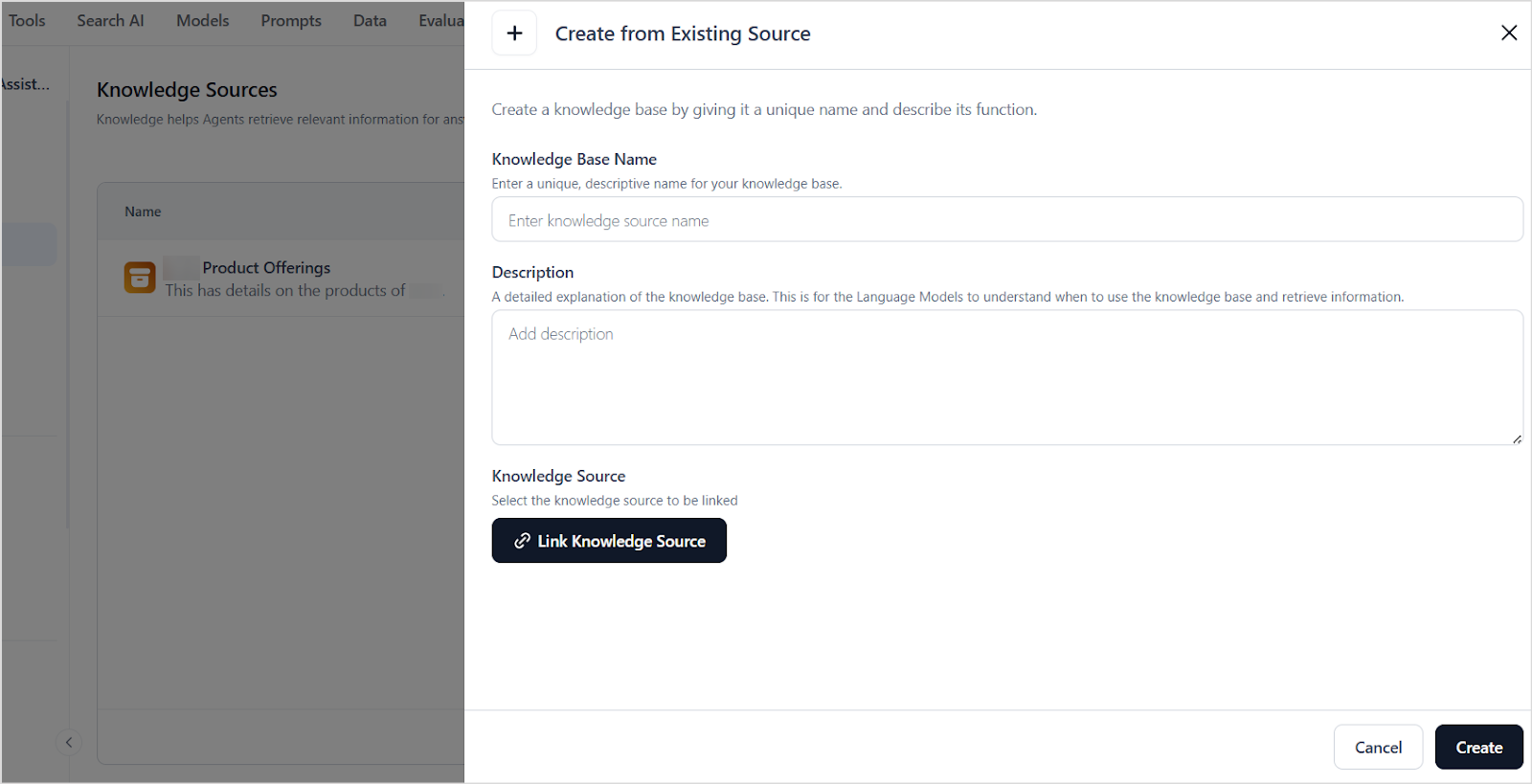 Manage Knowledge Tools - Kore ai Docs