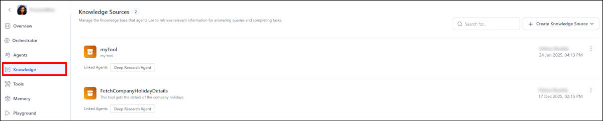Manage Knowledge Tools - Kore ai Docs