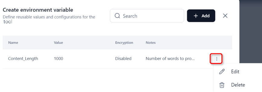 Manage your Tool - Kore ai Docs