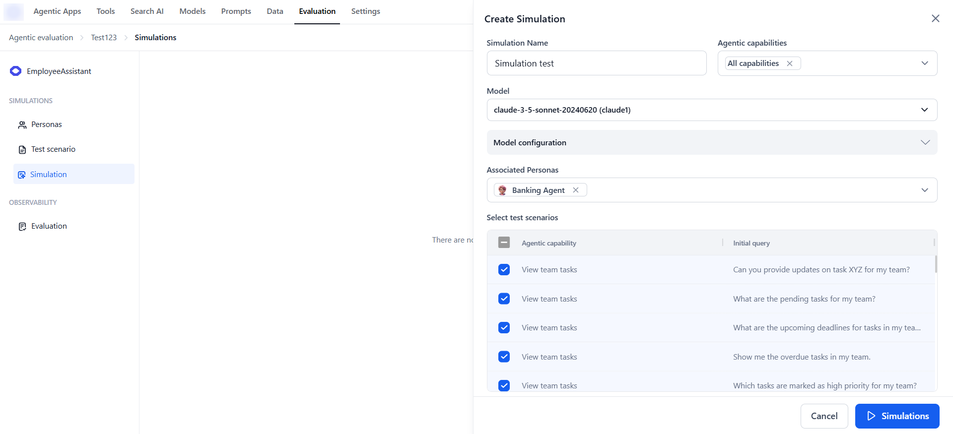 Create Simulations - Kore ai Docs