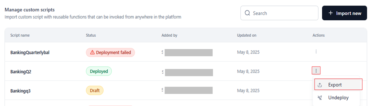 Deploy and Manage Scripts - Kore ai Docs