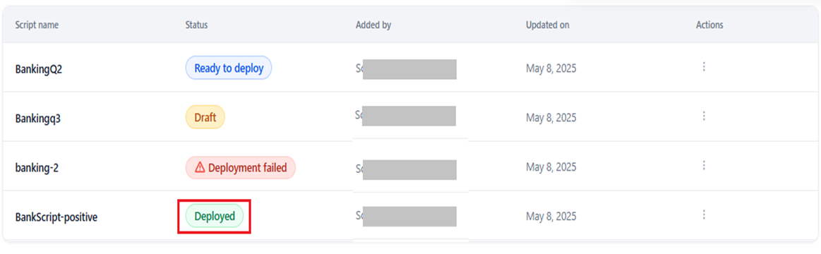 Deploy and Manage Scripts - Kore ai Docs