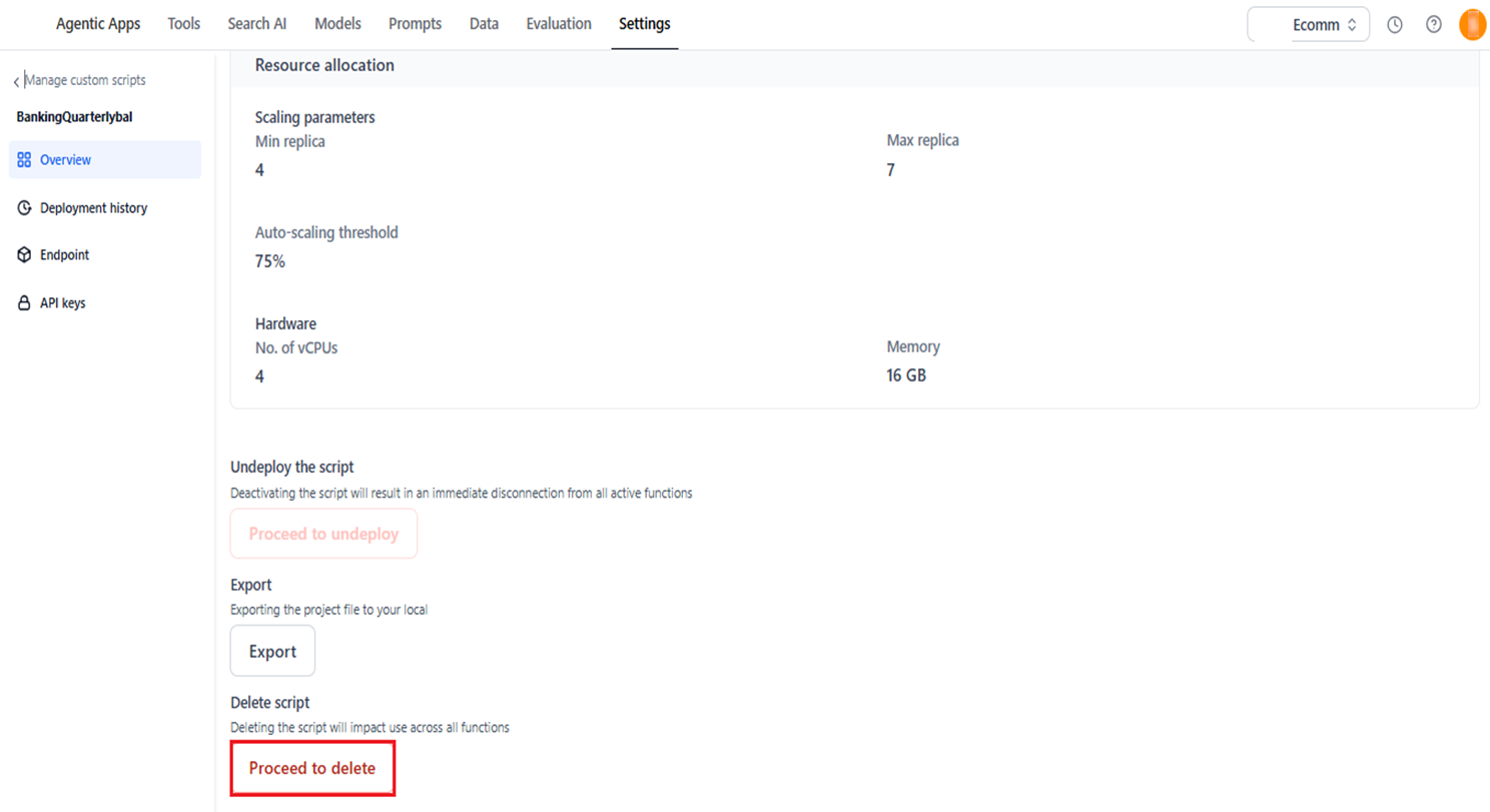 Deploy and Manage Scripts - Kore ai Docs
