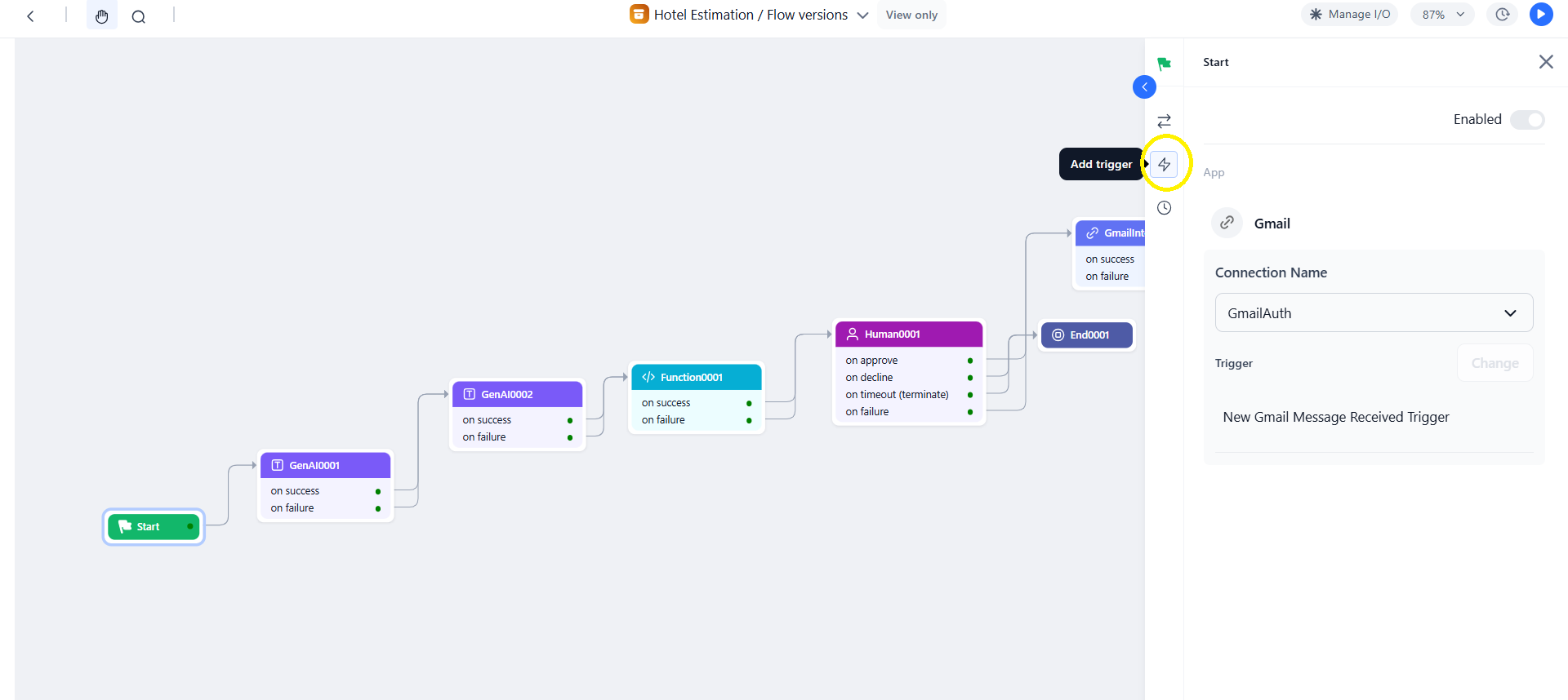 Start Node - Kore ai Docs