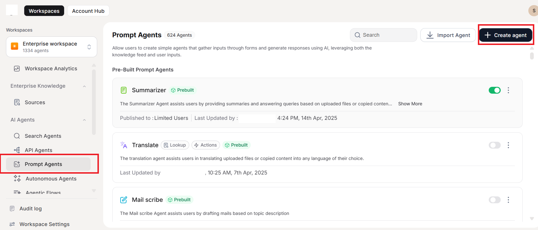 Prompt Agents - Kore ai Docs