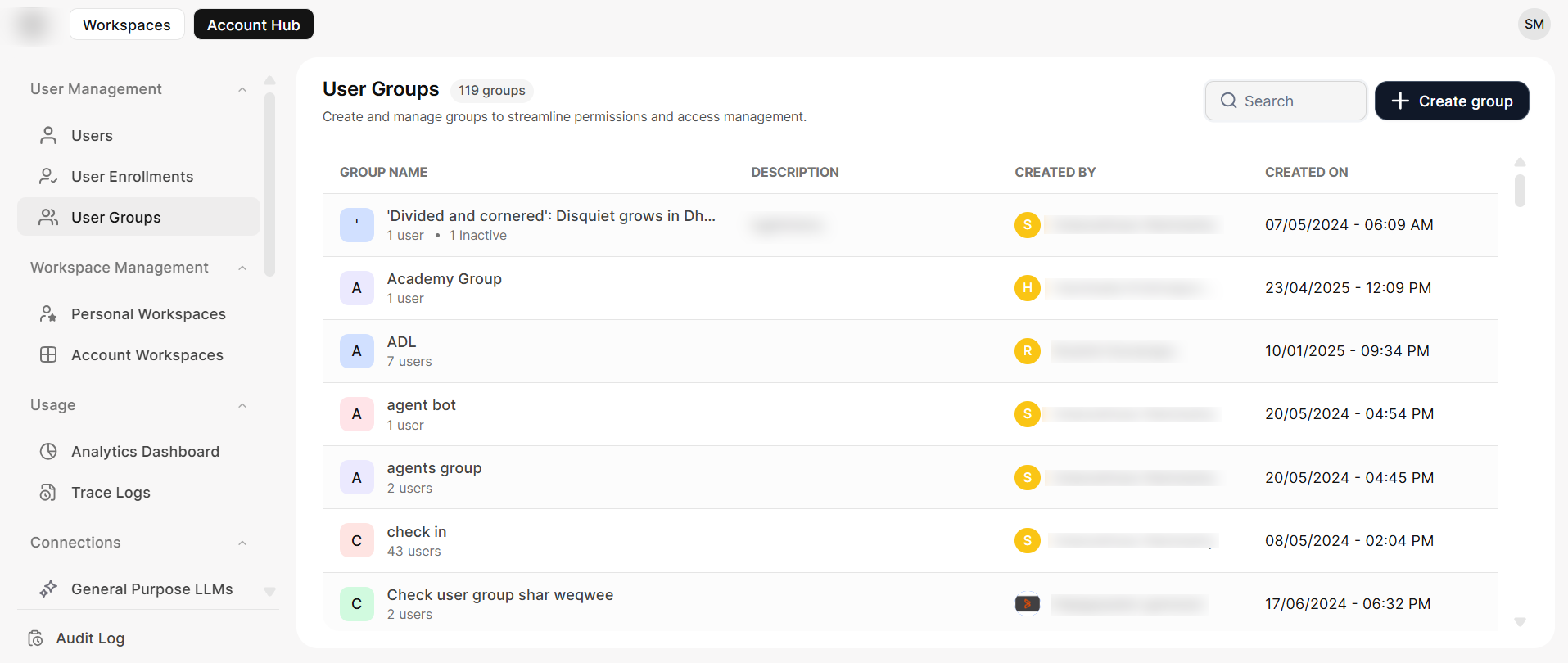 Manage Groups - Kore ai Docs