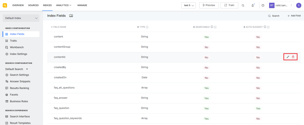 Index Fields – SearchAssist