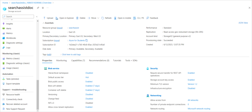 Azure Storage Connector – SearchAssist