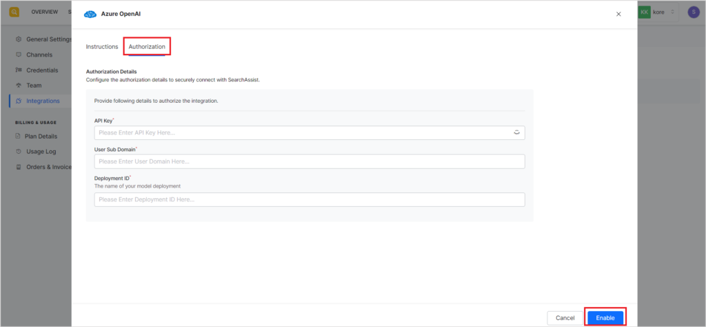 Azure OpenAI Integration – SearchAssist