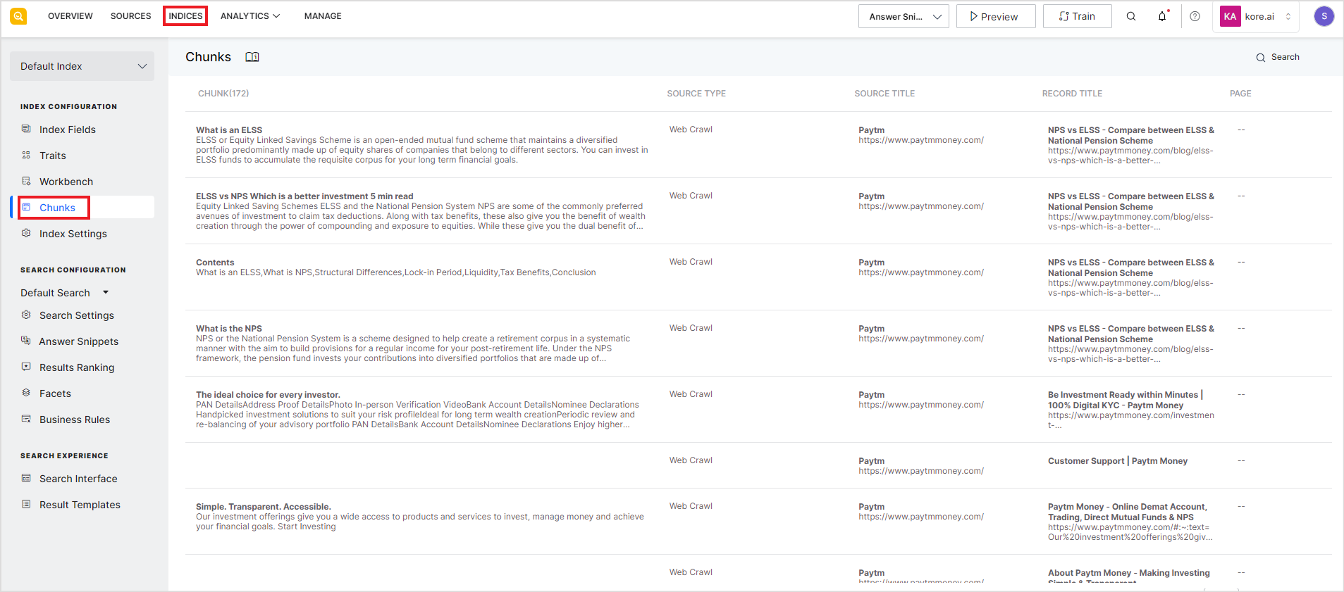 Chunk Browser – SearchAssist
