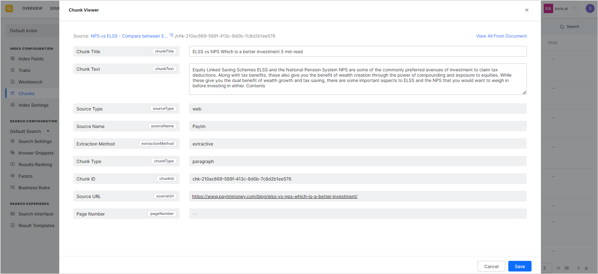 Chunk Browser – SearchAssist