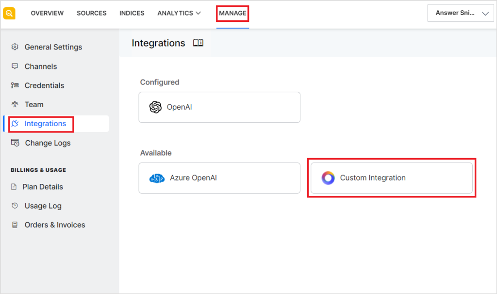 Custom Integration – SearchAssist