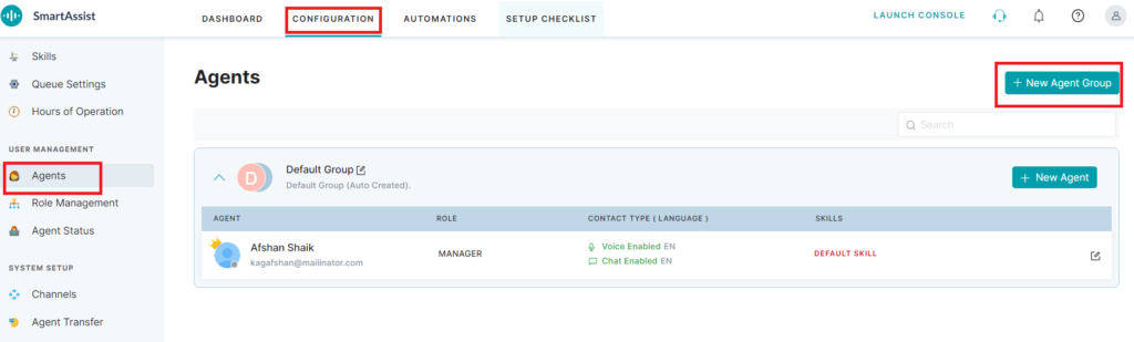 Agent Group Management – SmartAssist -v2