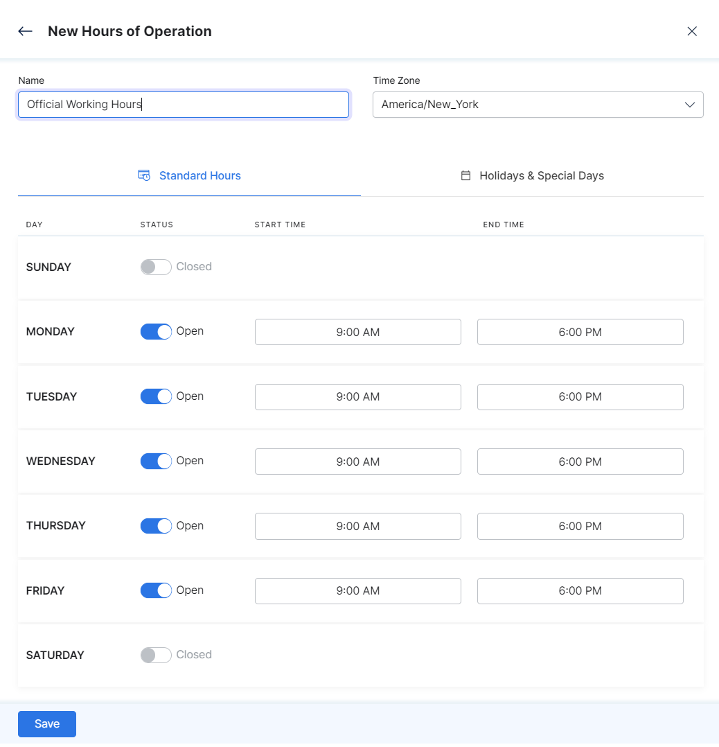 Hours of Operation – SmartAssist