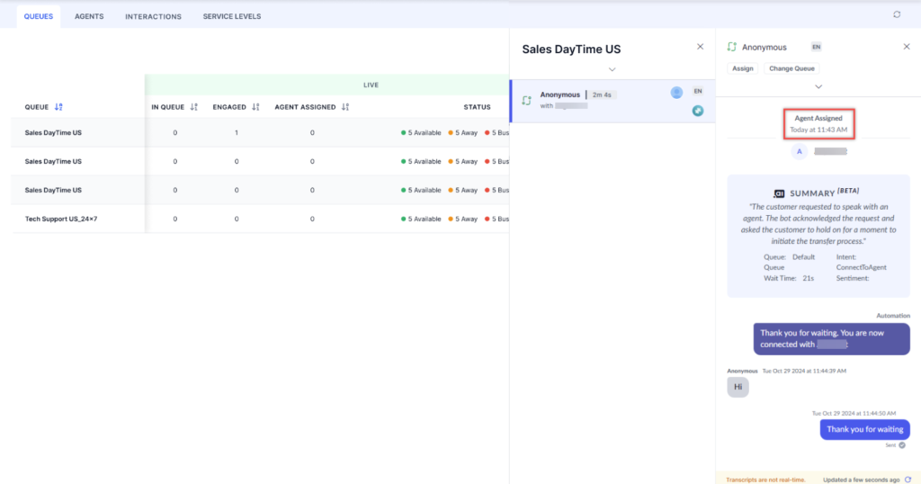 Monitor Queues, Agents, Interactions, and Service Levels – SmartAssist