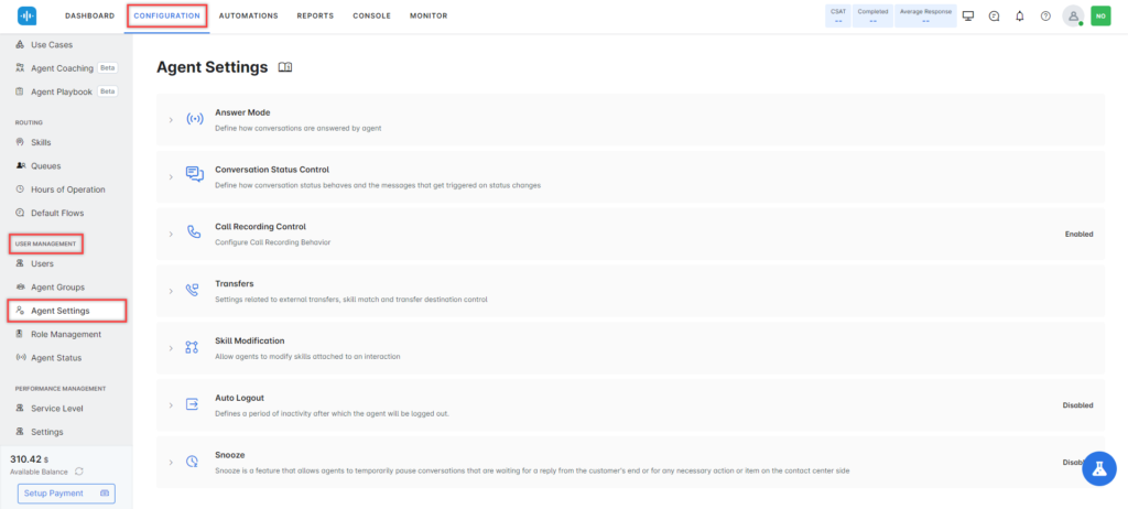 Agent Settings – SmartAssist