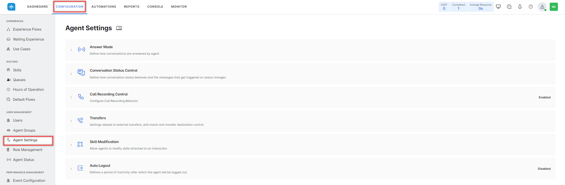 Agent Settings – SmartAssist
