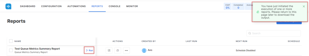 Queue Metrics Summary Report – SmartAssist