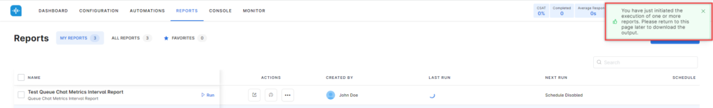 Queue Chat Metrics Interval Report – SmartAssist