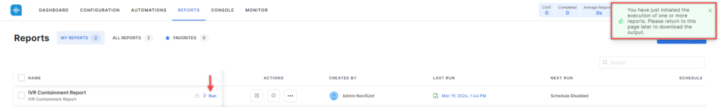 IVR Containment Report – SmartAssist