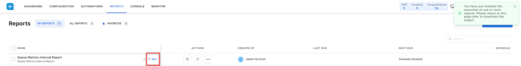 Queue Metrics Interval Report – SmartAssist