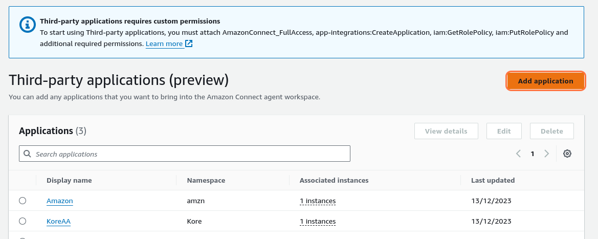 Amazon Connect with Agent AI Voice Via AWS Third Party Applications - Kore ai Docs