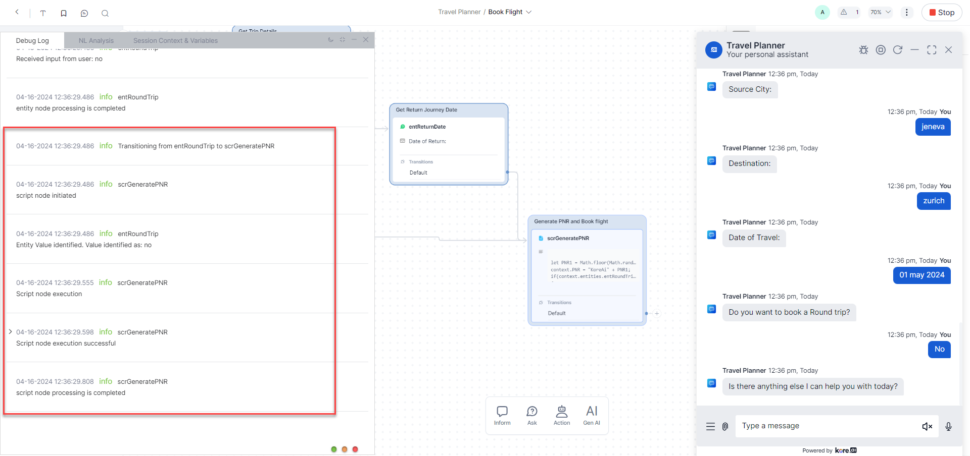 Test (Talk to Bot) - Kore ai Docs