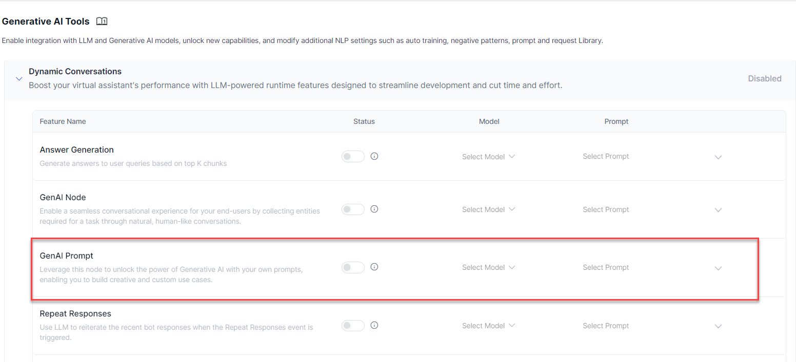 GenAI Prompt - Kore ai Docs