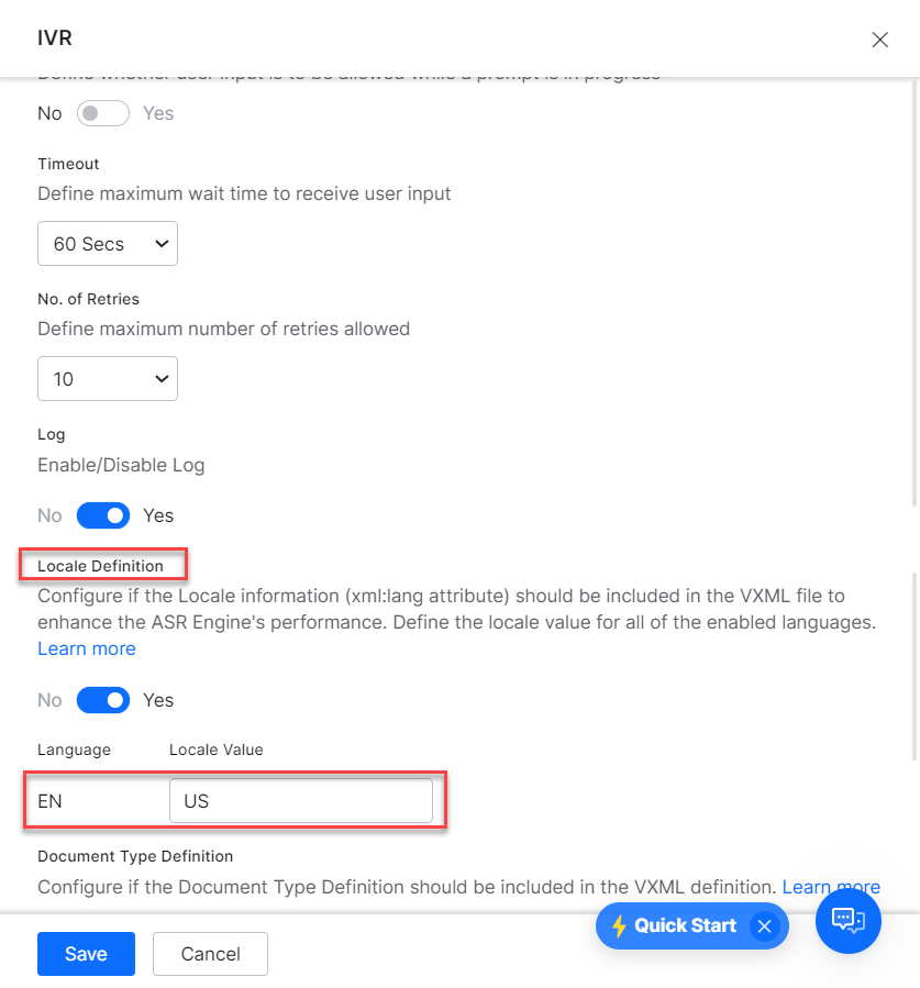 Voice Call Properties - Kore ai Docs