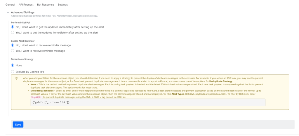 Alert Task – Advanced Settings - Kore ai Docs