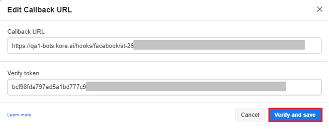 Add facebook messenger channel - Kore ai Docs