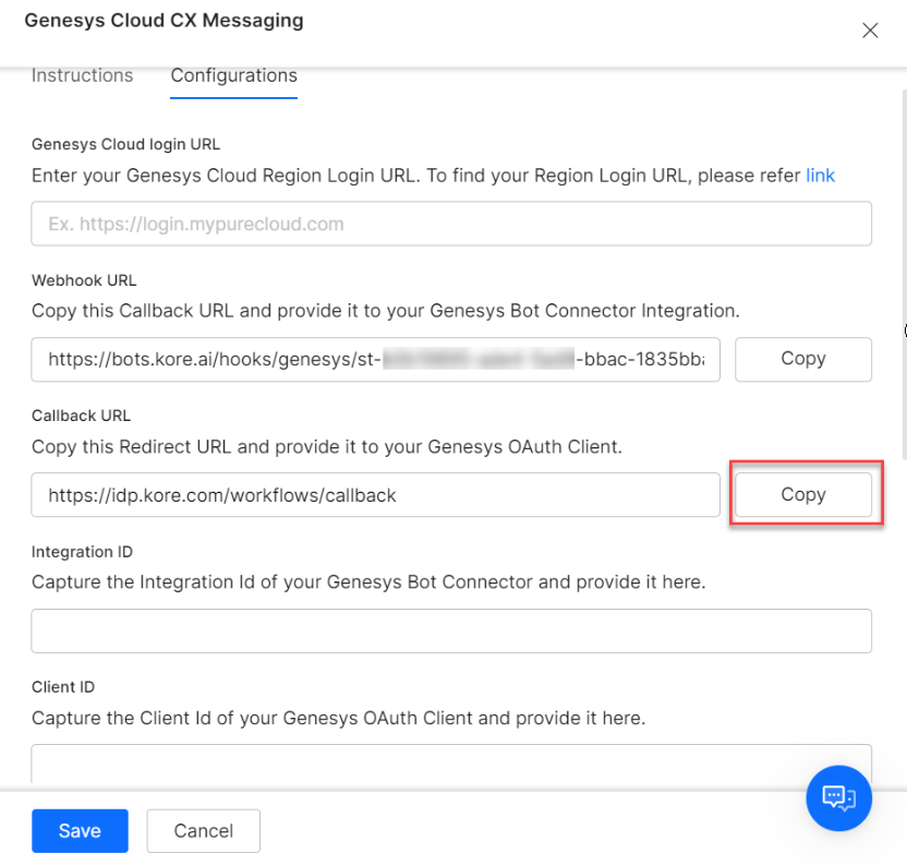 Add genesys chat channel - Kore ai Docs