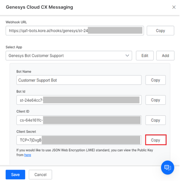 Add genesys chat channel - Kore ai Docs