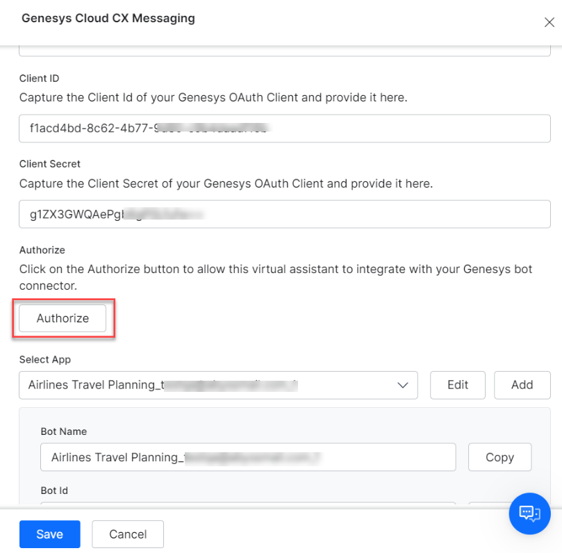 Add genesys chat channel - Kore ai Docs
