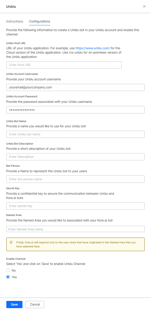 Adding the Unblu Channel - Kore ai Docs