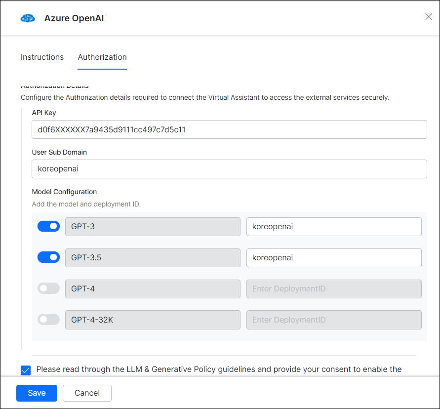 LLM Integration - Kore ai Docs