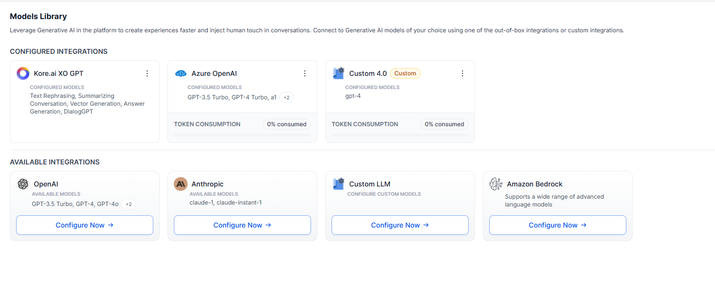 Configure LLM Integration - Kore ai Docs