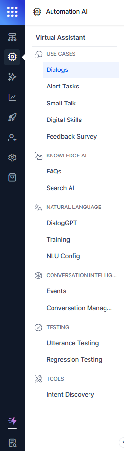 Navigating the Platform - Kore ai Docs