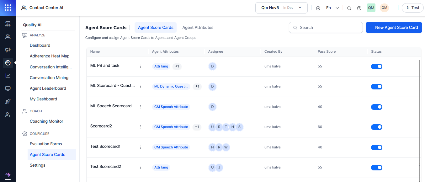 Quality AI General Settings - Kore ai Docs